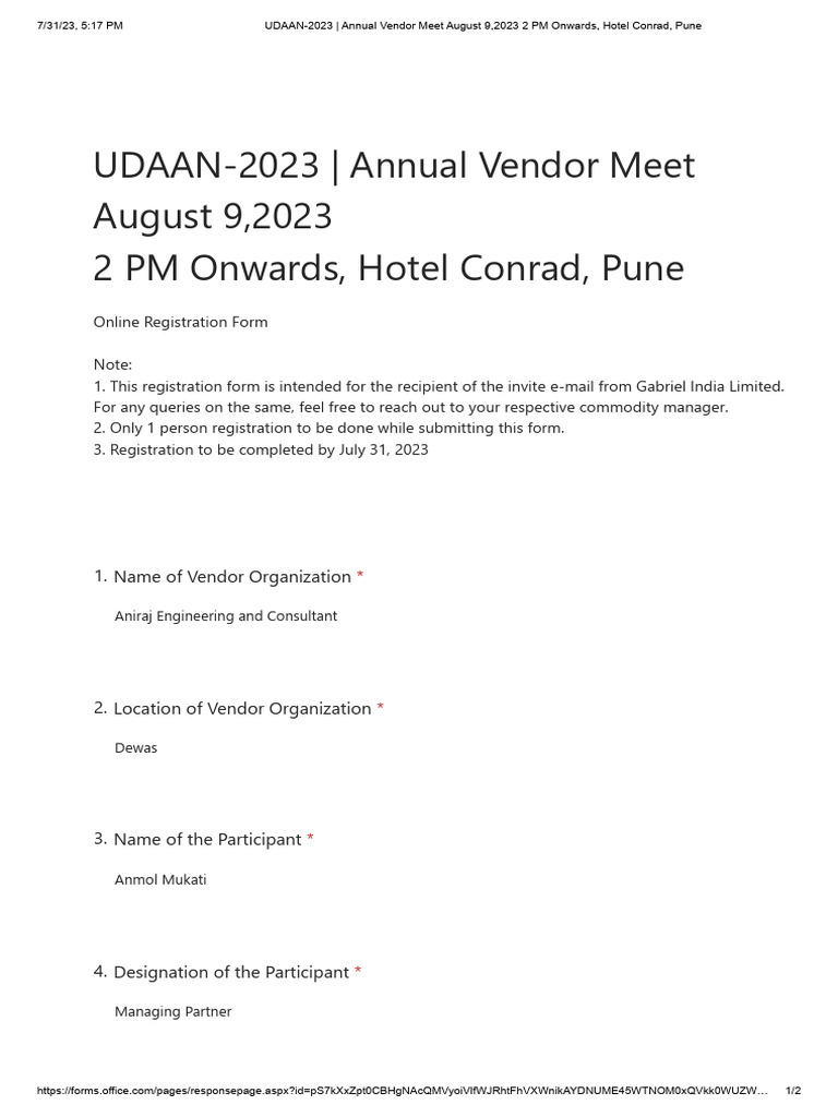 UDAAN-2023 - Annual Vendor Meet August 9,2023 2 PM Onwards, Hotel ...