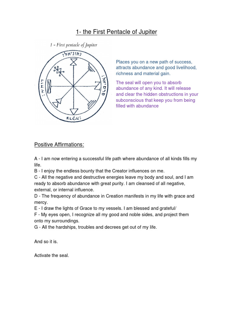 seal-1-the pentacles of solomon | PDF