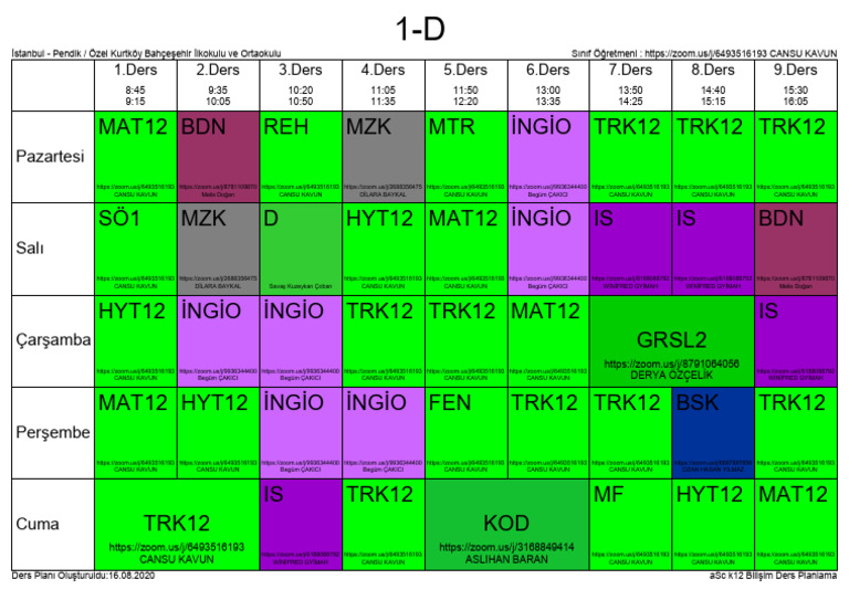 MAT12 MTR REH TRK12 TRK12 TRK12 İngio BDN MZK: 1.ders 2.ders 3.ders 4 ...