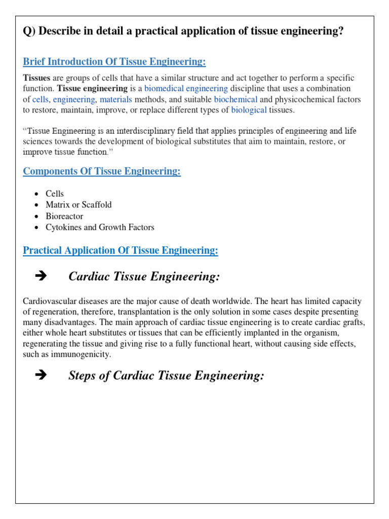 Application of Tissue Engineering | PDF | Tissue Engineering | Cardiac ...