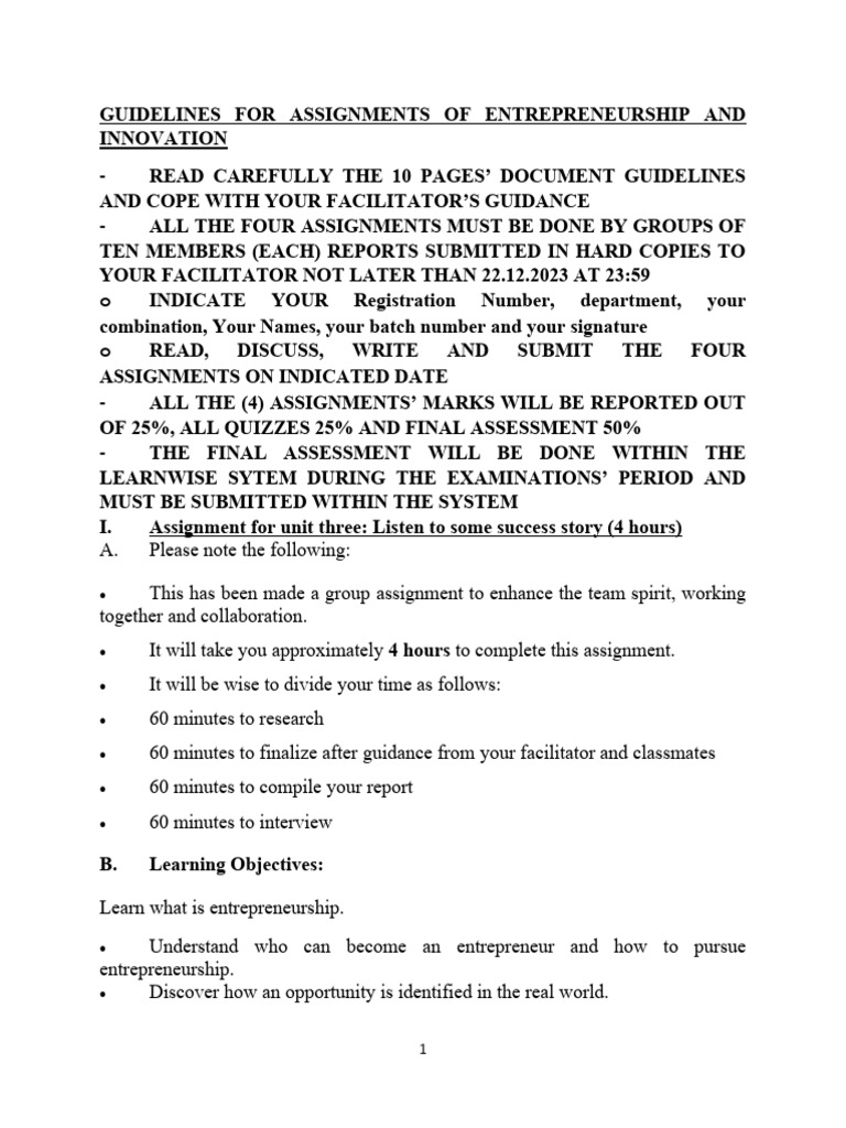 ENT1231 Assignments-2023 | PDF