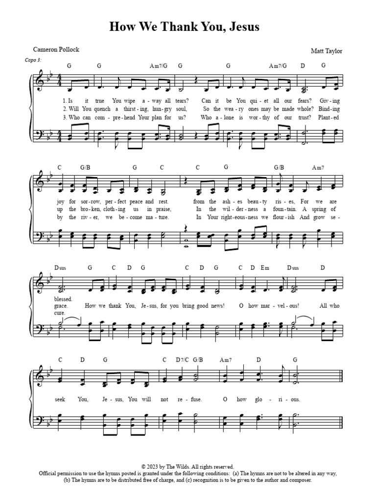 How We Thank You Jesus Hymn Sheet U9cw8p Pdf