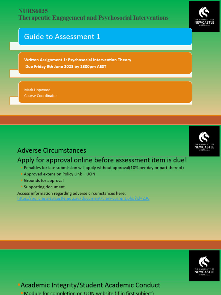 NURS6035 Guide To Assessment 1 Written Assignment 1 Psychosocial Intervention Theory1-1 | PDF