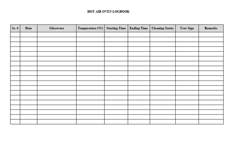 04 Hot Air Oven Logbook | PDF