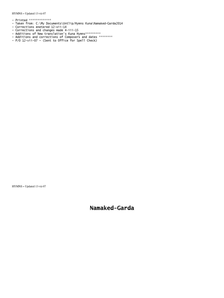 Namaked Garda 1 | PDF | Christian Literature | Christian Songs