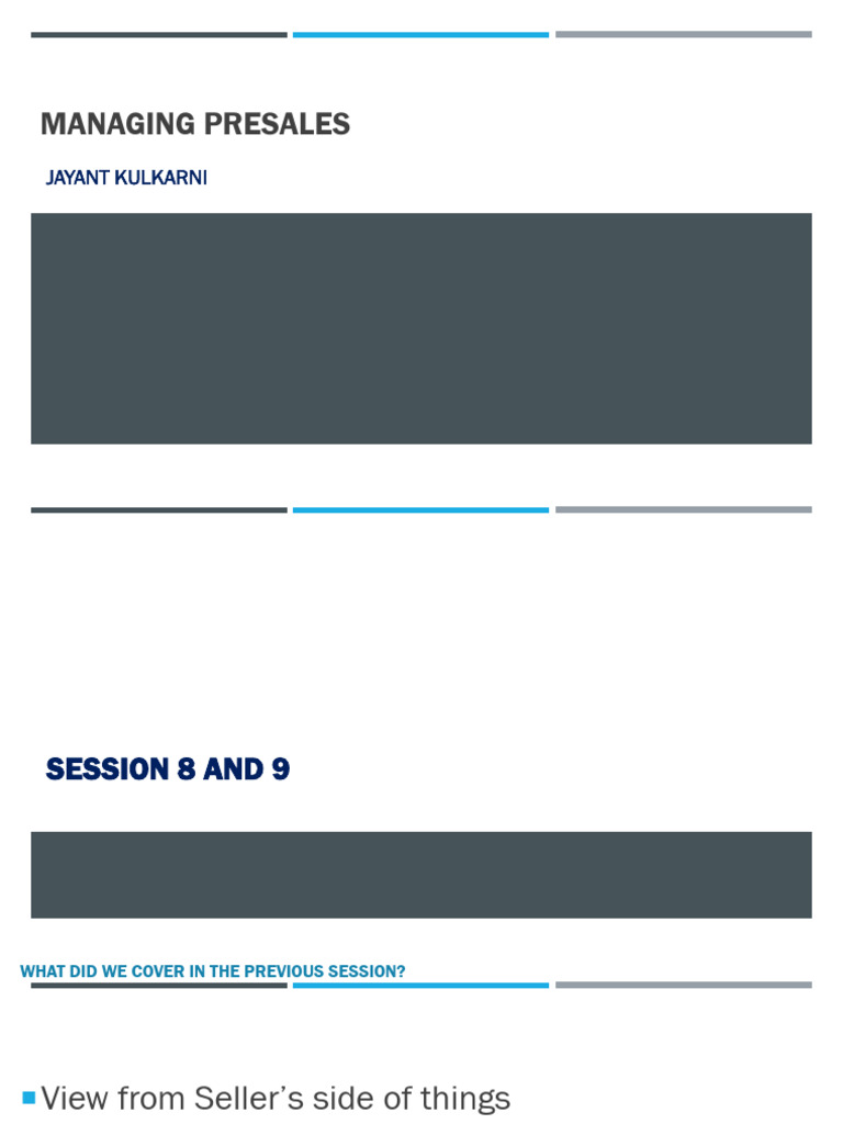 Managing Presales Sessions 8 and 9 | PDF | Cost | Lean Manufacturing