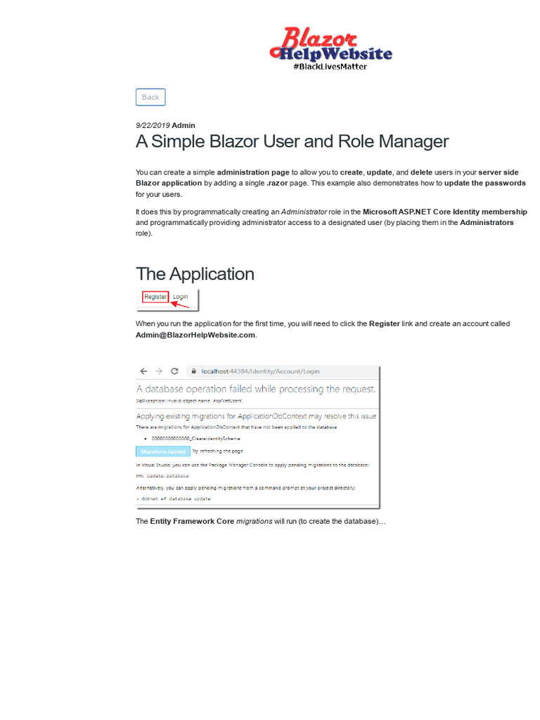 A Simple Blazor User and Role Manager | PDF | Login | User (Computing)