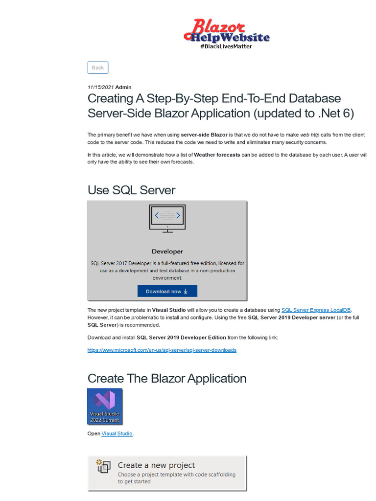 Blazor App & SQL Server Setup Guide | PDF | World Wide Web | Internet & Web