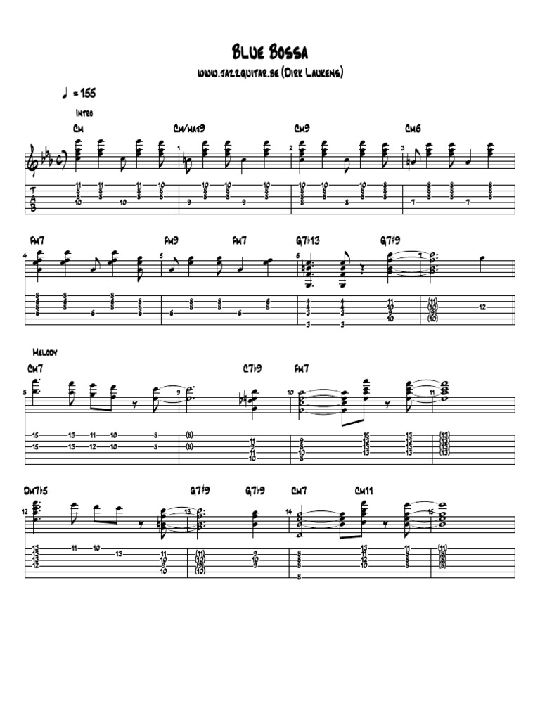Blue Bossa Intro Chord Melody Solo | PDF