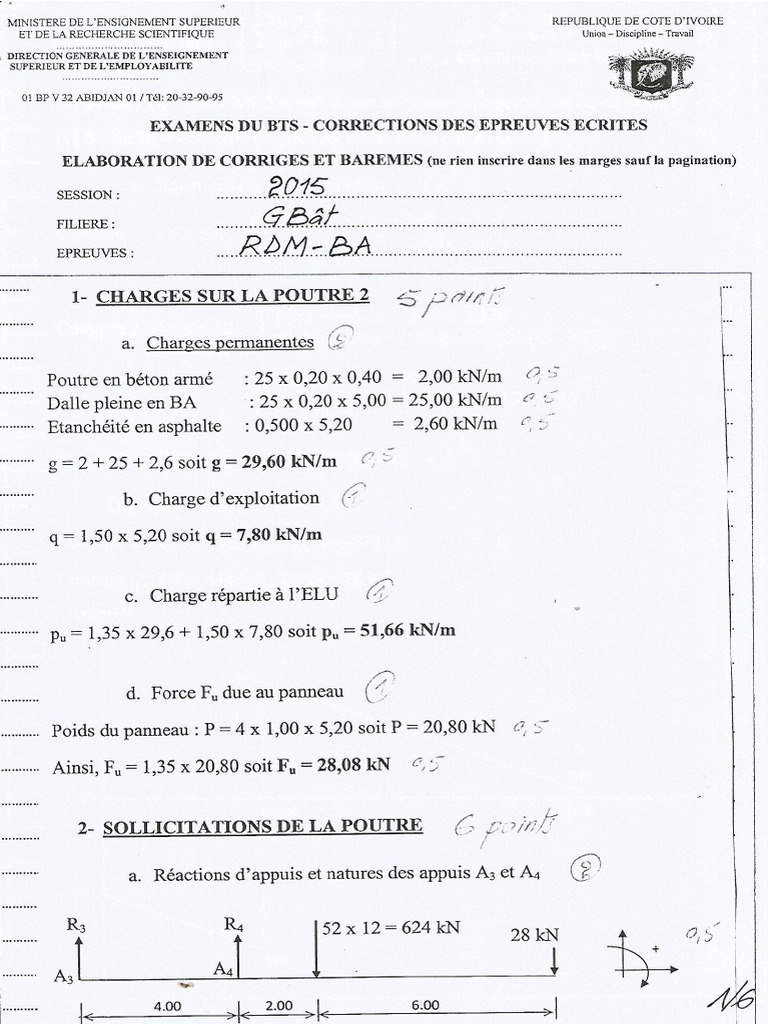 1-Corrigé Bts Gbat 2015 - RDM Ba | PDF