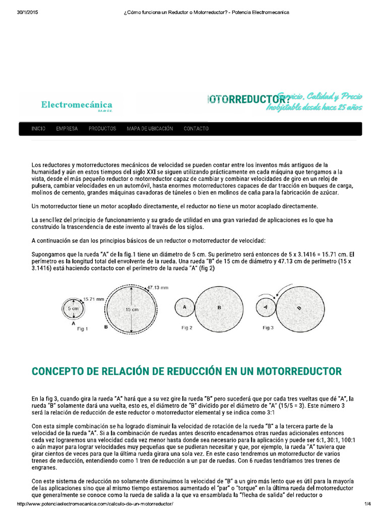 ¿Cómo Funciona Un Reduct... Otencia Electromecanica | PDF