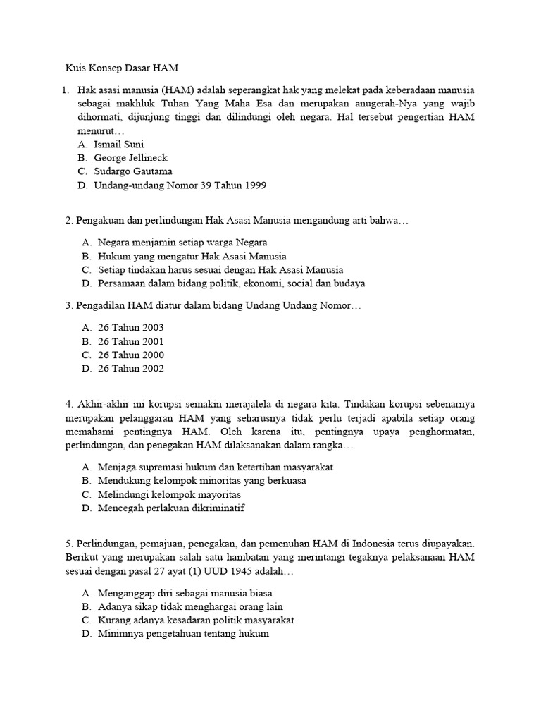 Kuis Konsep Dasar HAM | PDF