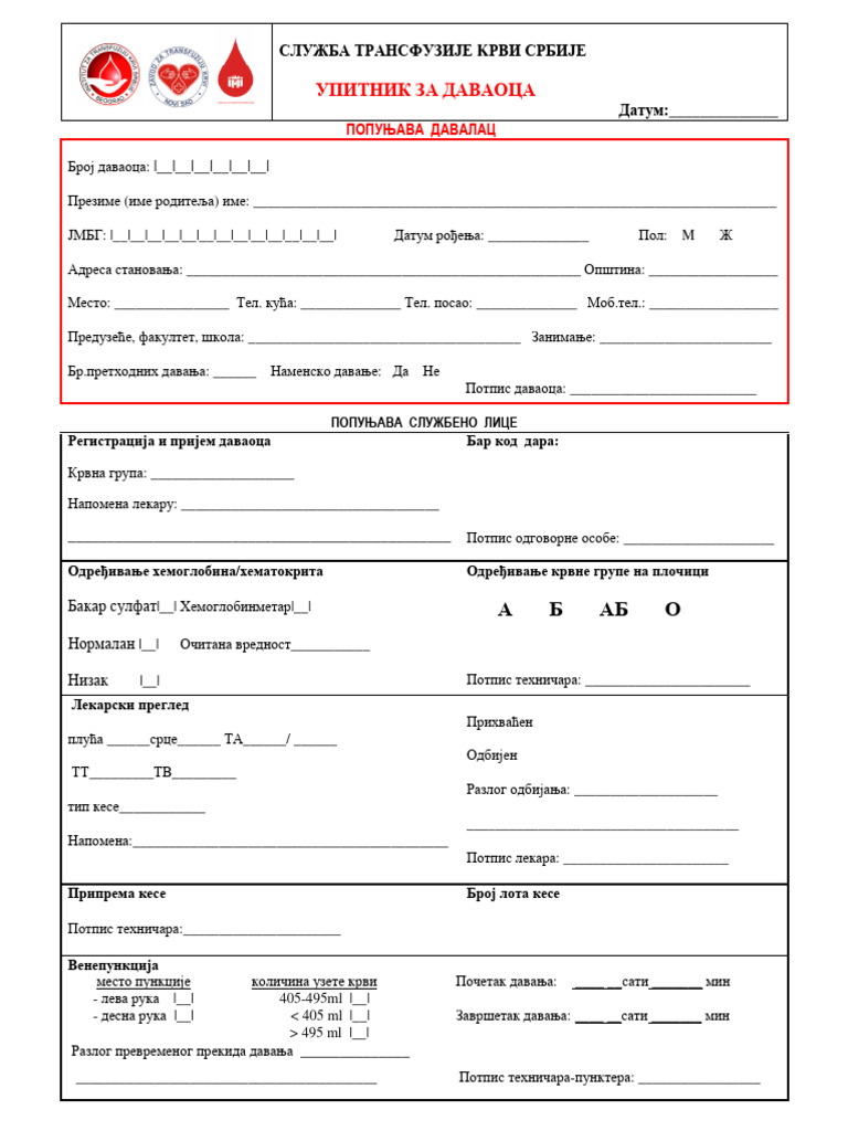 Upitnik I Strana | PDF