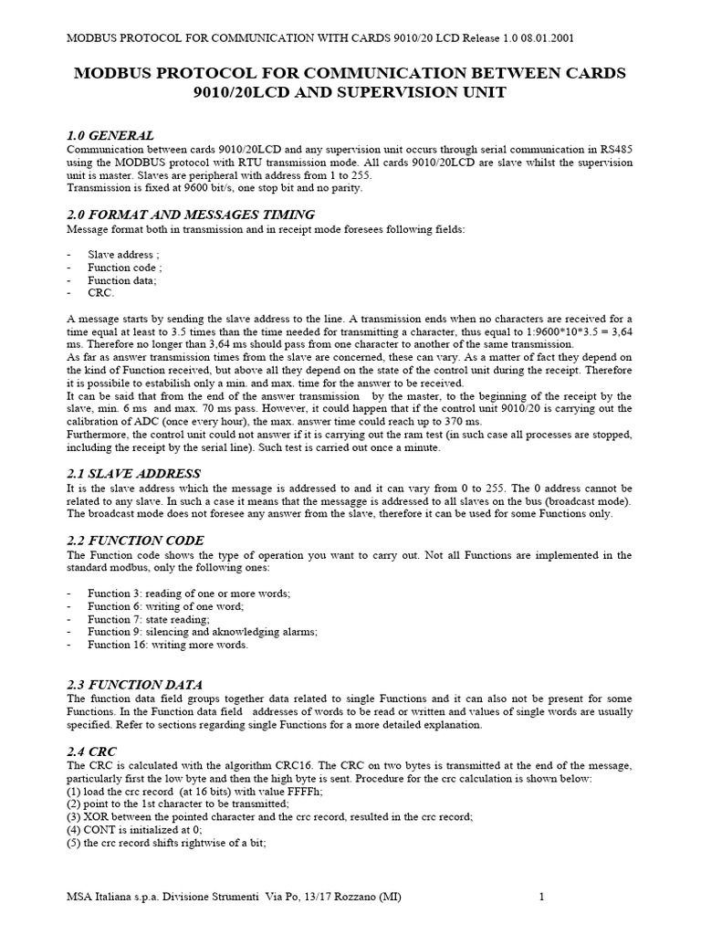 MODBUS Protocol CU9010-9020 ENG | PDF | Computer Engineering | Computing