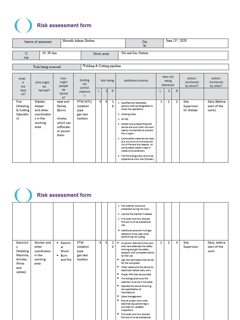 Iosh Risk Assessment Project v2000867 | PDF