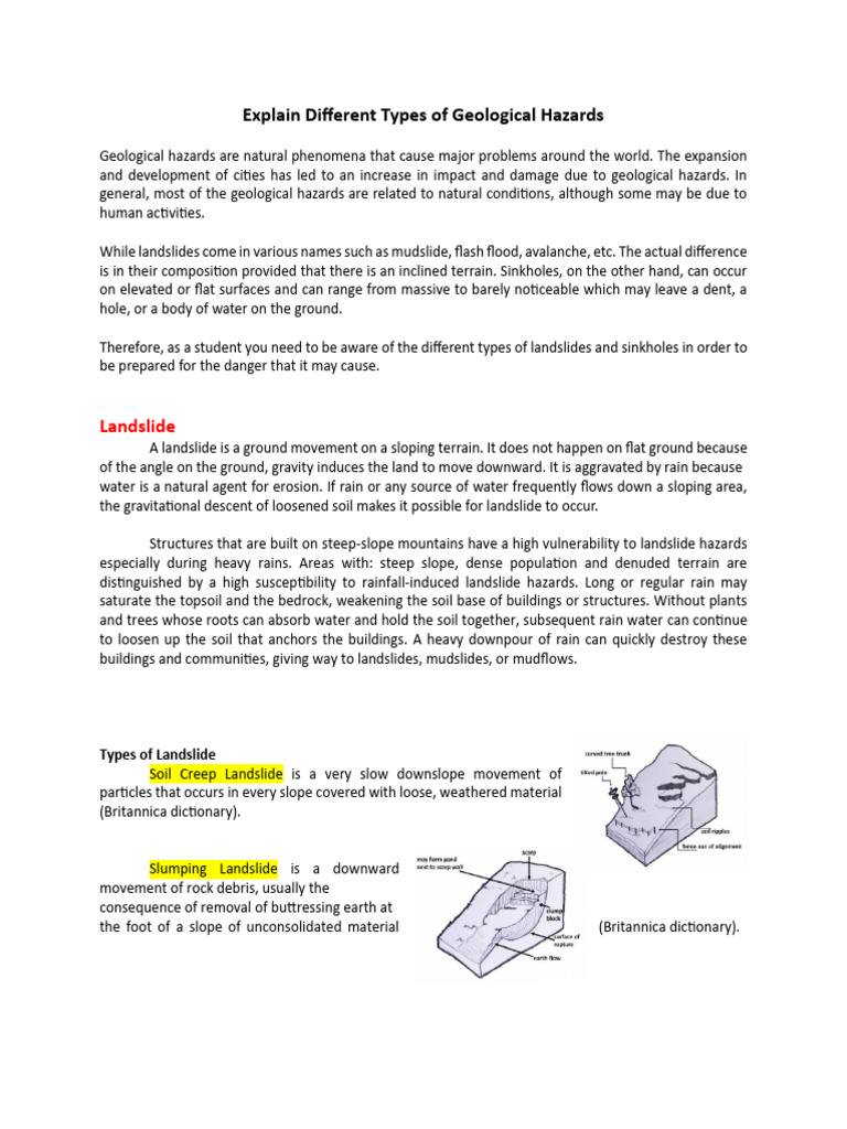 Different Types of Geological Hazards | PDF