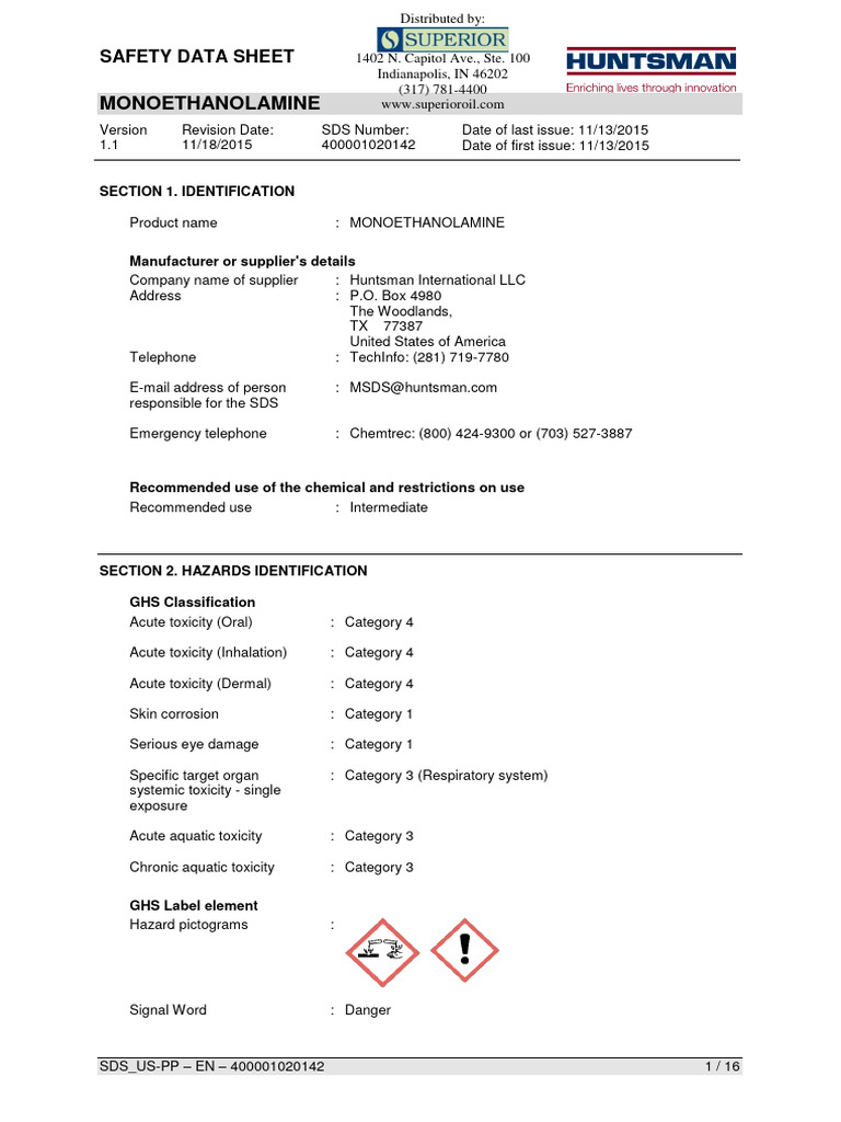 Monoethanolamine-SDS | PDF | Toxicity | Solubility