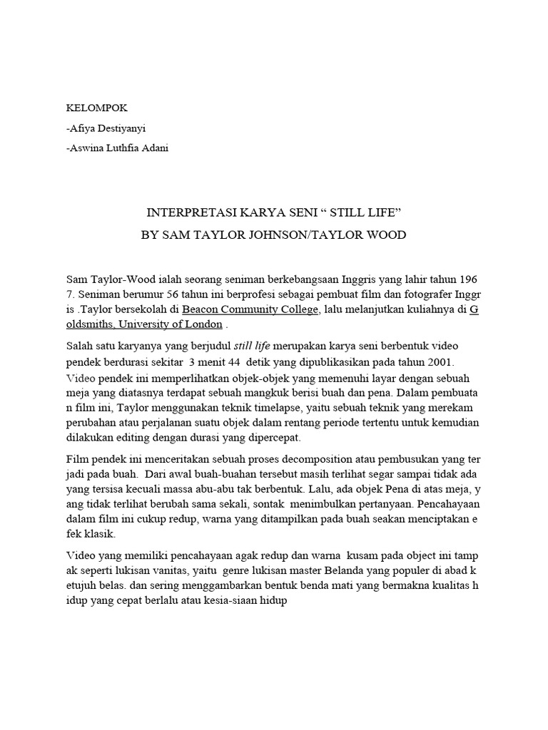 Interpretasi Karya Seni | PDF | Seni