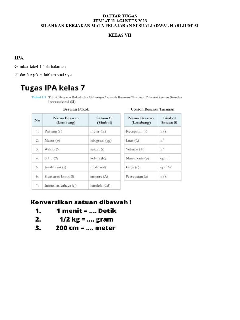 TUGAS Kls 7 | PDF