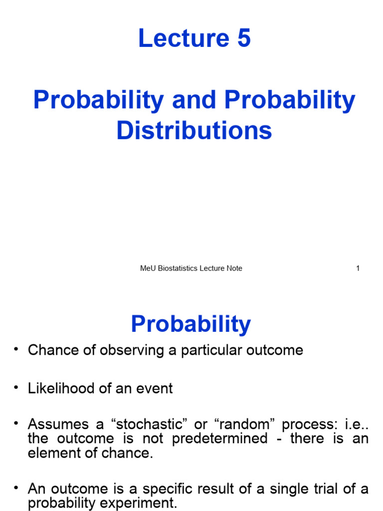 Biostat Lecture 5-1 | PDF | Probability | Statistics