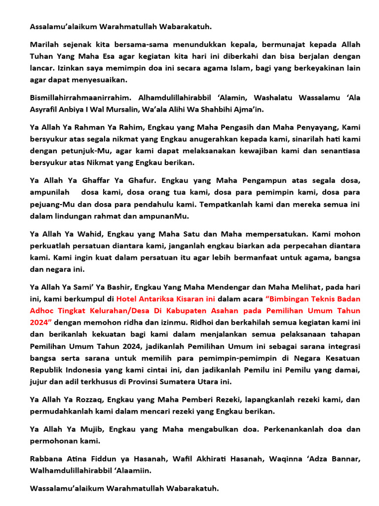 Doa Bimtek PPS | PDF | Ilmu Sosial | Agama & Spiritualitas