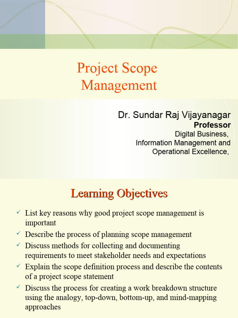 Project Scope Management | PDF | Project Management | Information Science