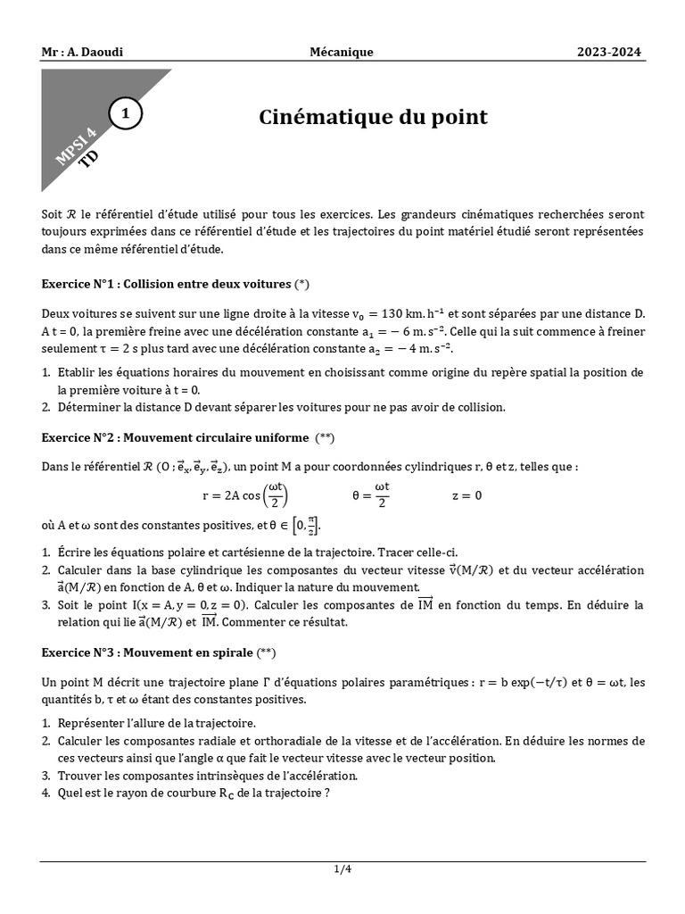 TD N 1 Meca | PDF