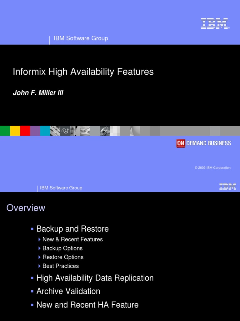 Informix High Availability Features: IBM Software Group | PDF | Replication (Computing) | Backup