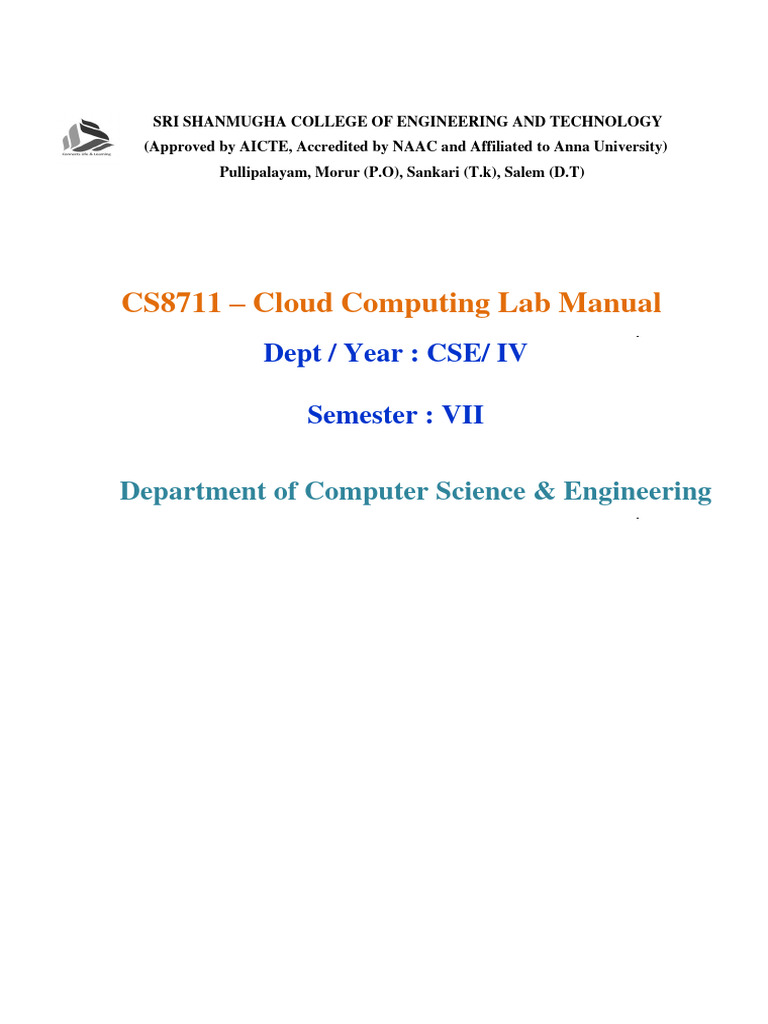 Cloudcomputinglabmanual Cse | PDF | Ip Address | Computer Network