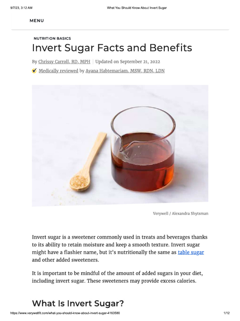 What You Should Know About Invert Sugar | PDF