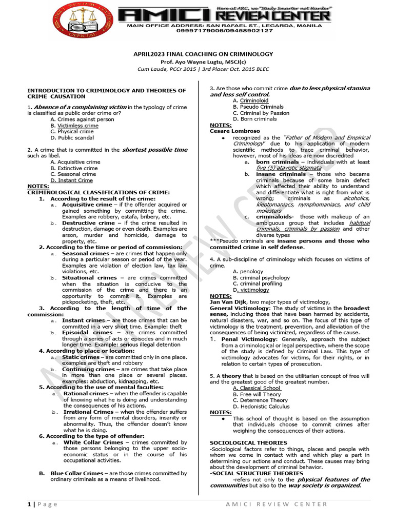 Criminology Theories and Crime Types | PDF | Deviance (Sociology ...