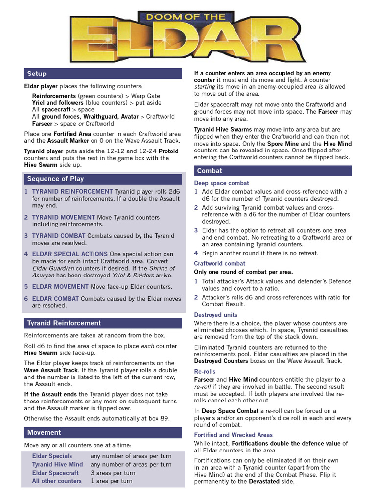 Doom of The Eldar Rules (Condensed) | PDF