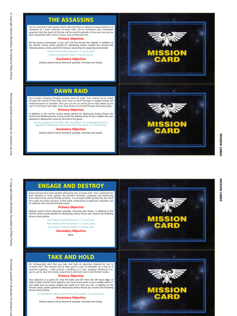 Mission Cards | PDF | Battles | 2nd Millennium Conflicts