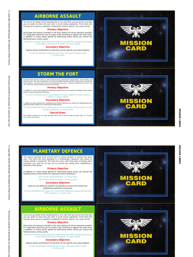 Mission Cards Citadel Journal | PDF | Fortification | Military Of Germany