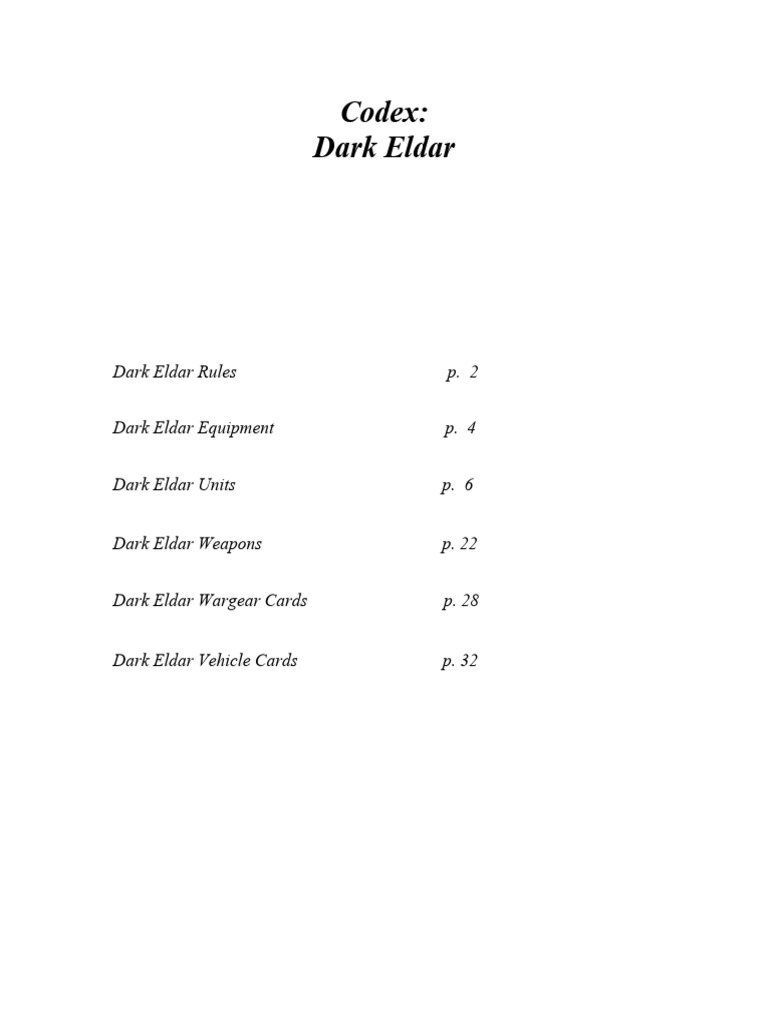 Codex Dark Eldar | PDF