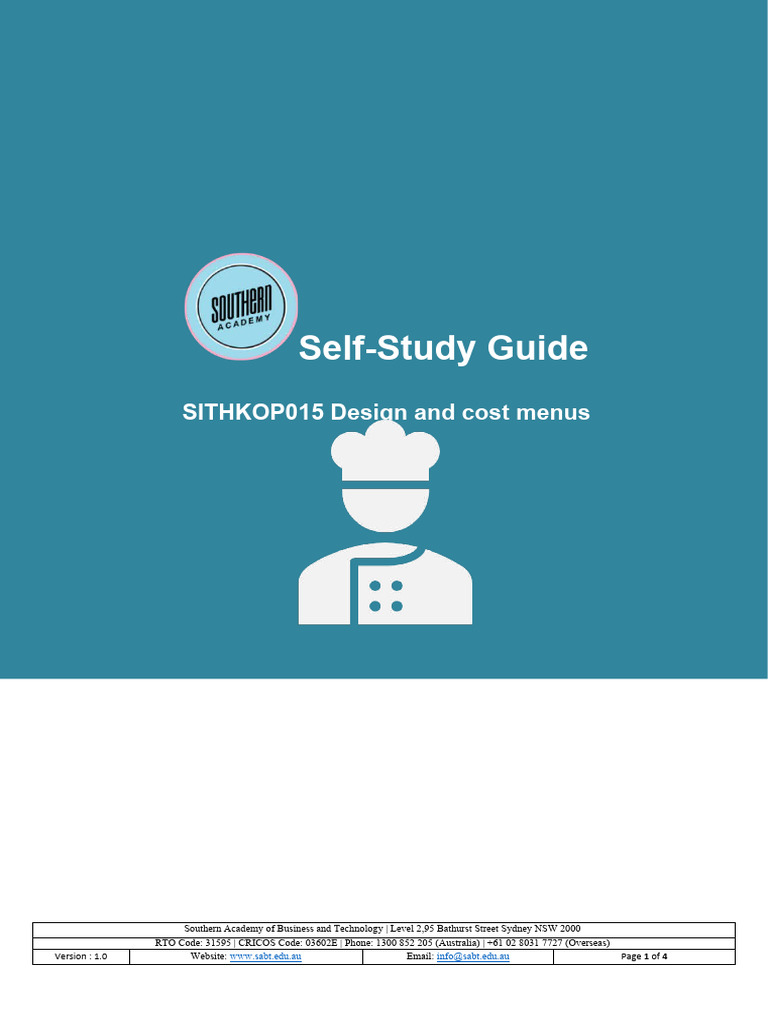 SITHKOP015 Self-Study Guide.v1.0 | PDF SITHKOP015 Self-Study Guide.v1.0 | PDF