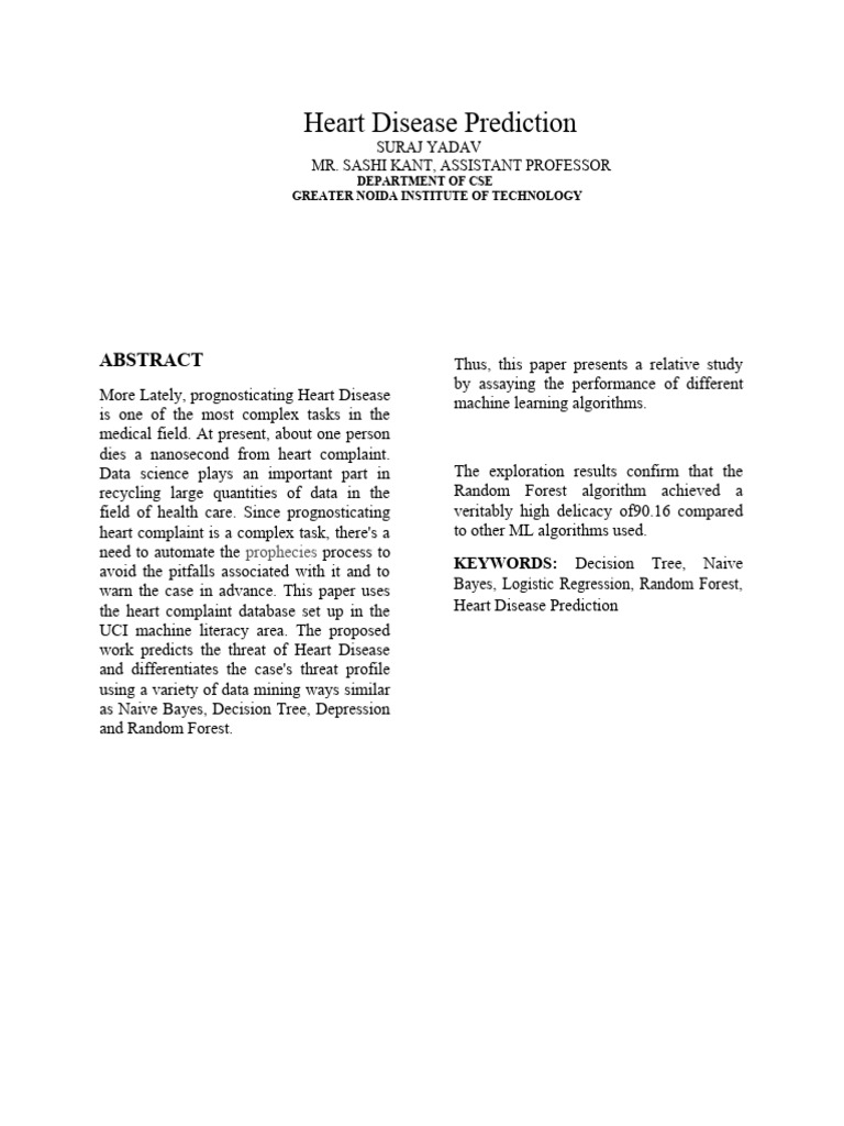 Heart Disease Prediction by Using Machine Learning Final Research Paper ... Heart Disease Prediction by Using Machine Learning Final Research Paper ...