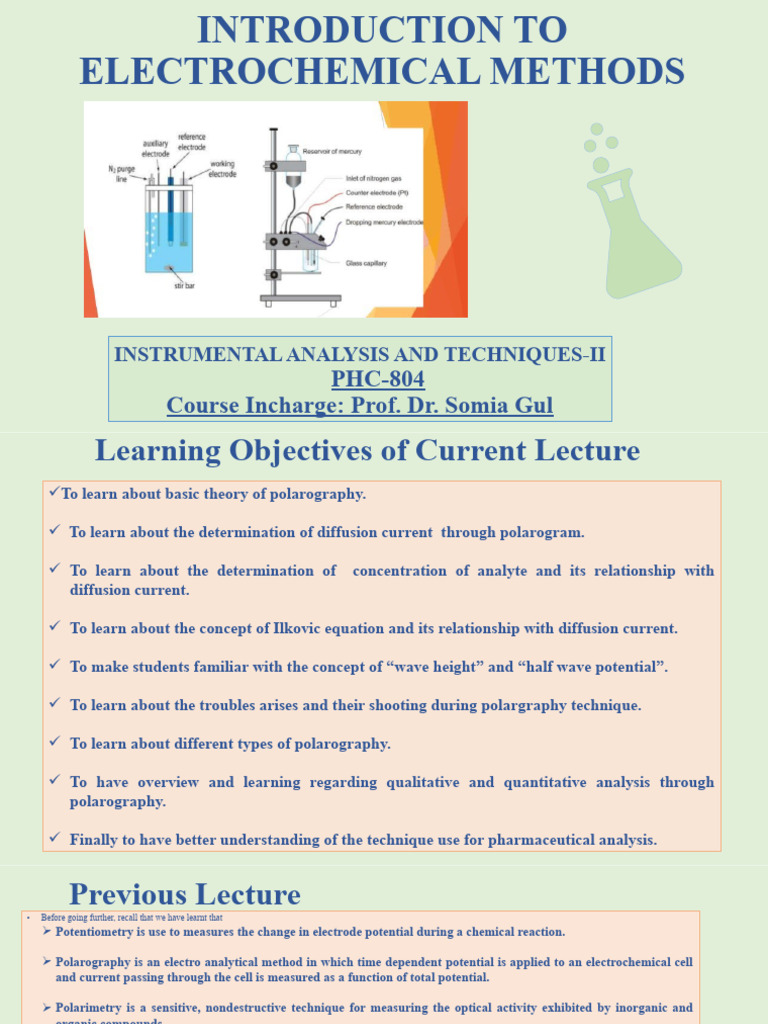 Polarography for Pharma Students | PDF | Electricity | Chemistry
