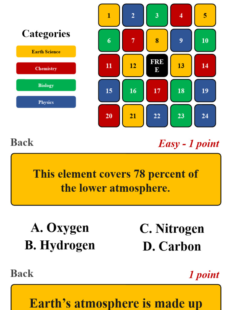 Science Game 1 - Science Bingo | PDF | Carbon | Chemical Elements