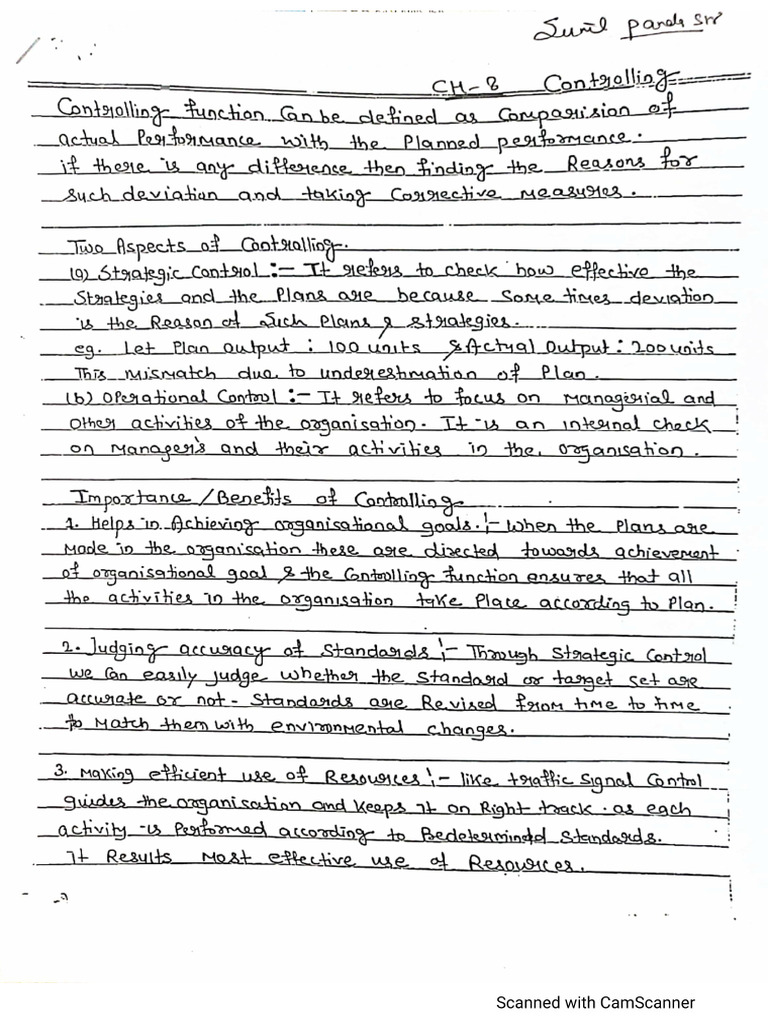 Controlling Ch-8 Sunil Panda Sir Notes | PDF Controlling Ch-8 Sunil Panda Sir Notes | PDF