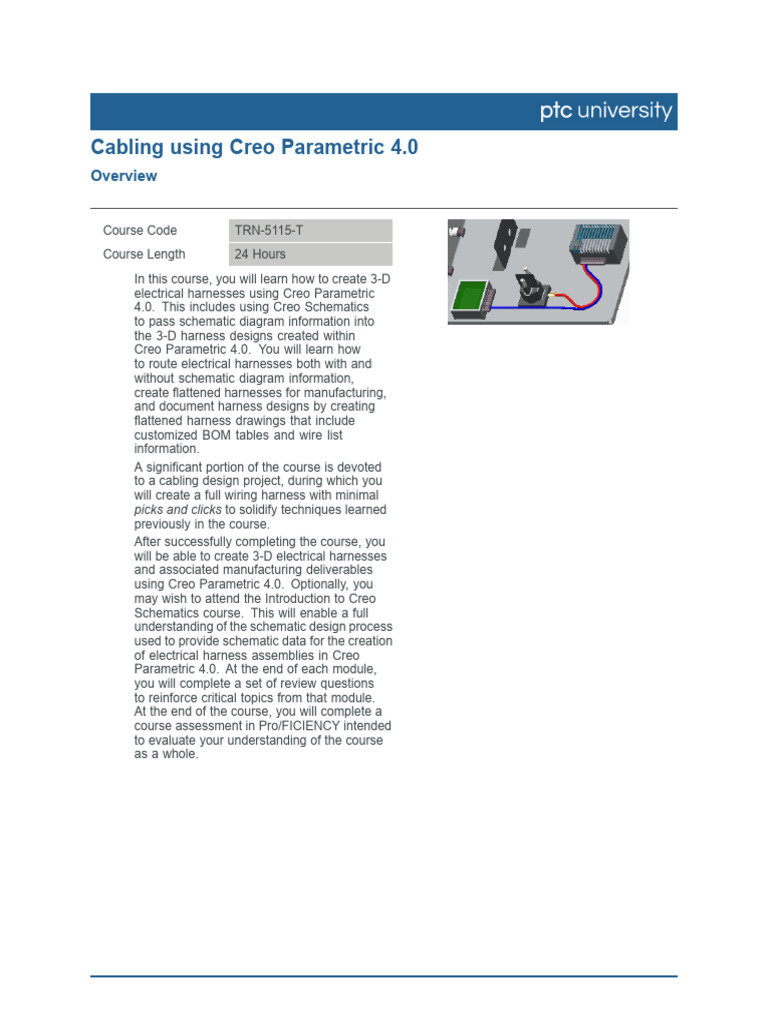 Cabling Using Creo Parametric 4.0 | PDF