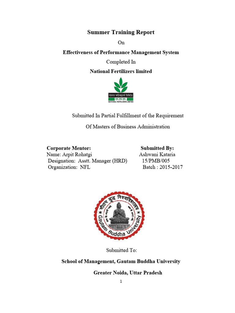 Ashwani Report | PDF | Performance Management | Performance Appraisal