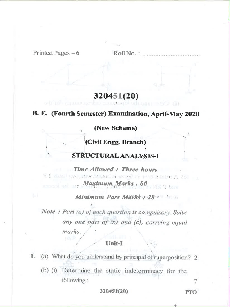 Structural Analysis 1 April May2020 Pdf