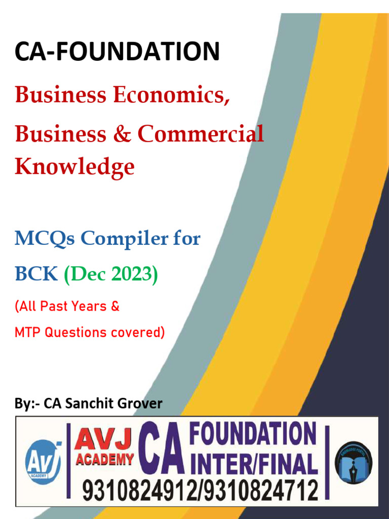 BCK MCQs Compiler For CA Foundation Dec 23 by CA Sanchit Grover 2 | PDF | Limited Liability ...
