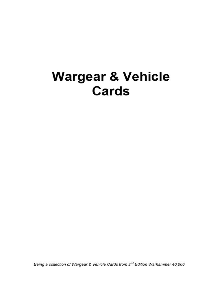 Wargear & Vehicle Cards Overview | PDF | History