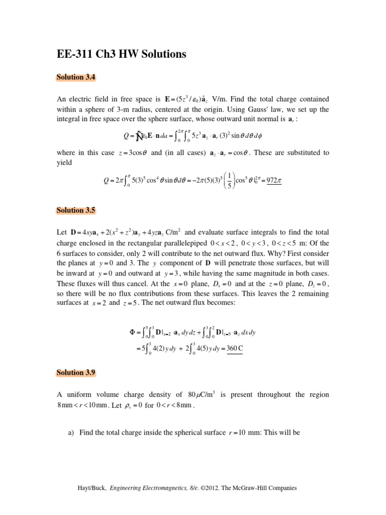 EE-311 Ch3 HW Solutions | PDF