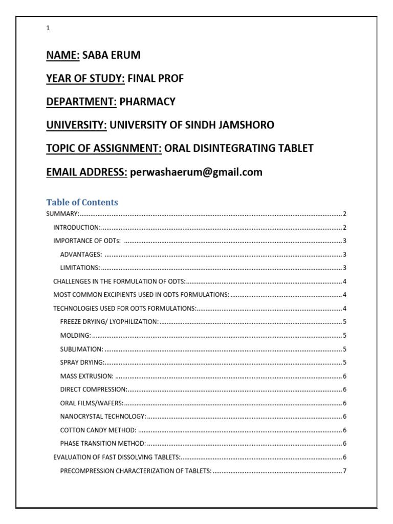 ASSIGNMENT | PDF | Tablet (Pharmacy) | Pharmaceutical Formulation