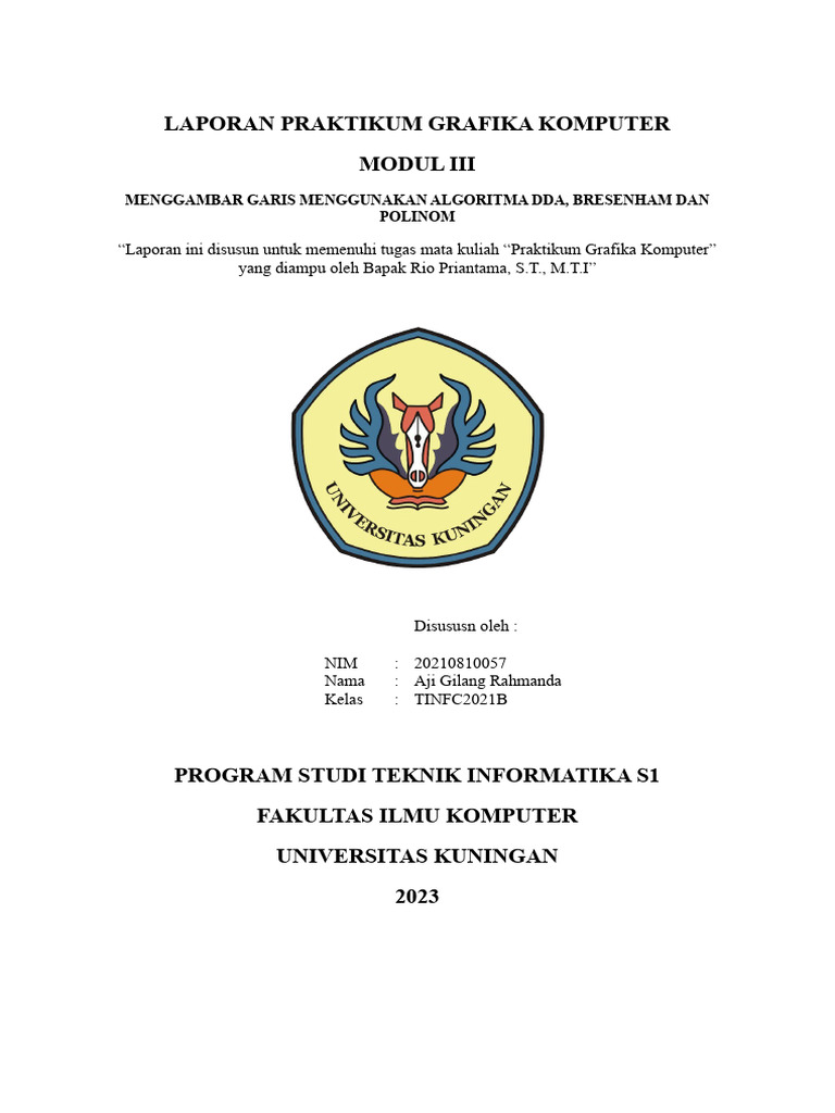 Algoritma Menggambar Garis DDA, Bresenham, Polinom | PDF