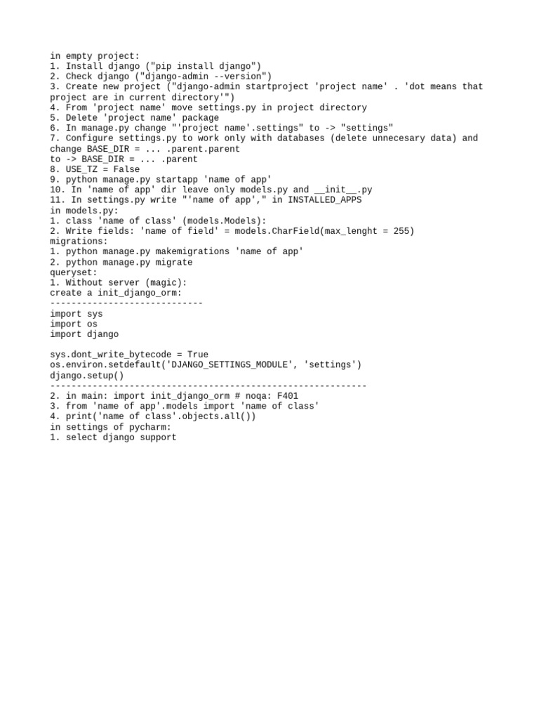 Django Project Setup and Configuration Guide | PDF