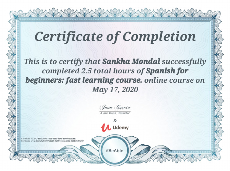 Certificate of Spanish Language | PDF